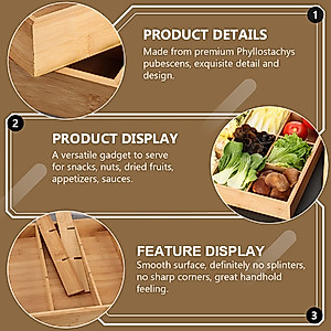 DOITOOL Wooden Dried Fruit Box Jiugongge Multifunction Snack Storage Container Sectional Tray Serving Dish Platter for Wedding Birthday Halloween Party Supplies