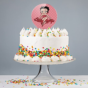 Acrylic Betty Boop Pink Polka Dots Cake Topper Party Decoration for Wedding Anniversary Birthday Graduation