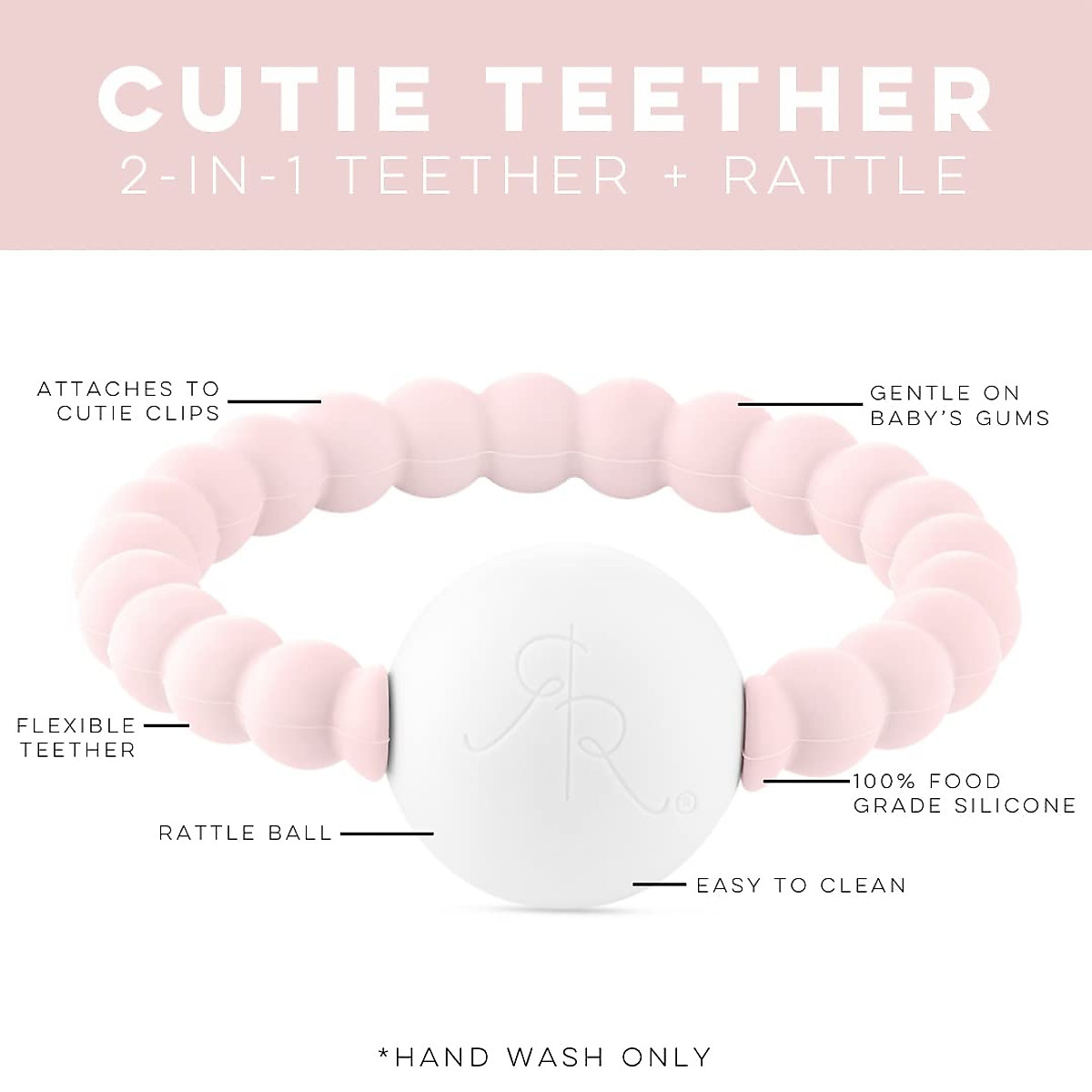 Ryan and Rose Cutie Teether Rattle (Pink)