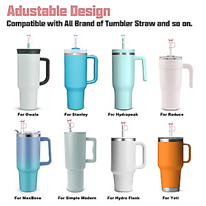 Adjustable Straw Cover for All Brand of Stanley|Simple Modern|Yeti|Owala|Hydro Flask|Reduce|Marrs|Meoky|MaxBase|Beast|Hydrapeak and so on, Diameter 6mm-10mm, BPA Free, Dishwasher safe