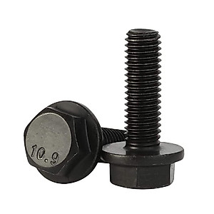 M8 x 20mm Flanged Hex Head Bolts Flange Hexagon Screws, Full Thread, Alloy Steel, Black Oxide Finish, Quantity 20