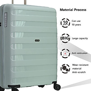 GinzaTravel PP material 3-piece expandable luggage sets with Spinner Wheels， Suitcase with TSA Lock，Large Luggage for Family Travel carry on 20/24/28，Azure water color
