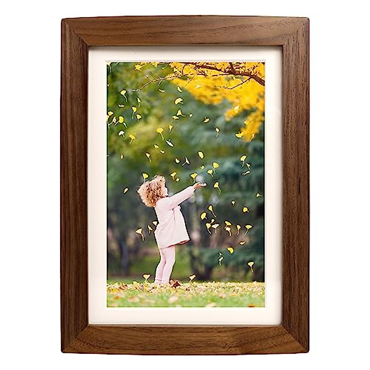 H-A 8x10 Picture Frames with Mat, Rustic Natural Wood Photo Frame for Tabletop (1 pcs)