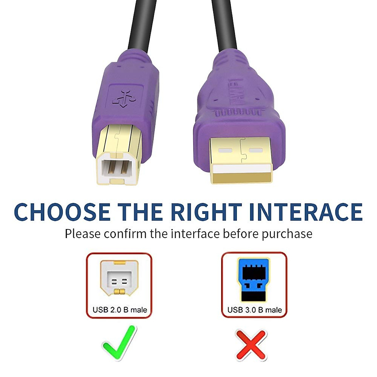 wawpi Printer Cable 20 feet, USB 2.0 Cable A-Male to B-Male for Printer/Scanner (20 ft)