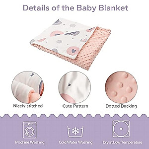 FUNUPUP Baby Blankets for Girls Boys Unisex Soft Minky Baby Blanket Double Layer Newborn Baby Receiving Blanket with Dotted Backing for Crib Stroller (30 x 40 Inch, Elephant's Love)