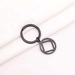 Recovery Gifts NA Jewelry Narcotics Anonymous Necklace Keychain 12 Step Addict Jewelry Recovery Sobriety Gift(NA Keychain Black)