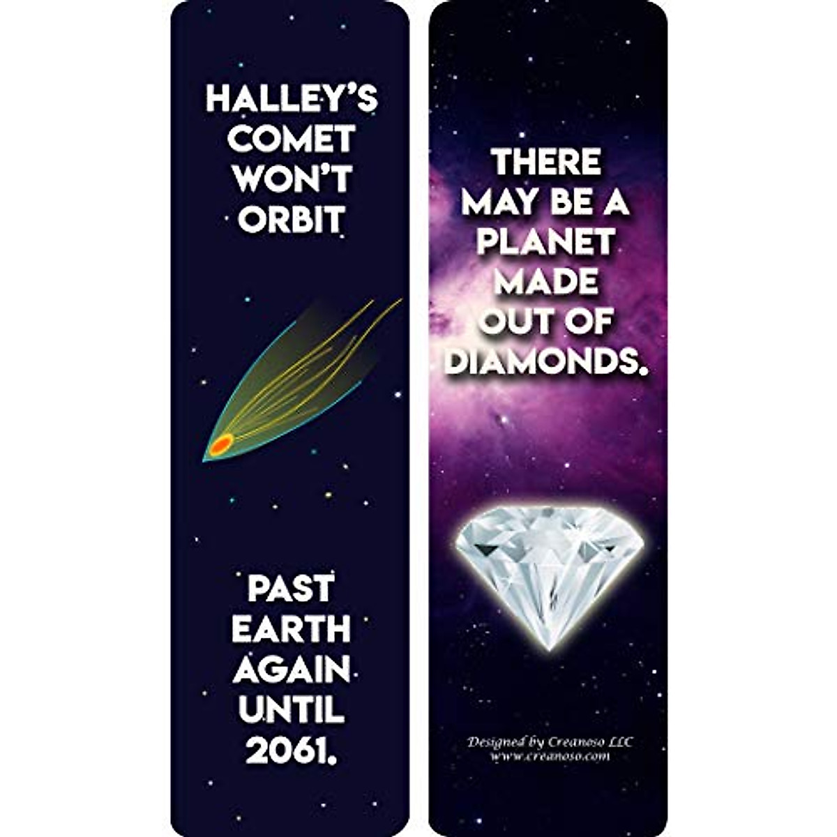 Creanoso Space Fun Facts Bookmarks (30-Pack) – Bookmarker Cards Bulk Set – Premium Gift for Men & Women, Adults, School Children– Giveaway Tokens Gift Ideas – Science Rewards Incentives Book Clippers