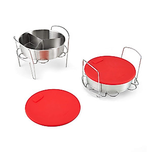 Instant Pot Official Cook/Bake Set, 8-Piece, Red & 5252242 Official Silicone Egg Bites Pan with Lid, Compatible with 6-quart and 8-quart cookers, Red