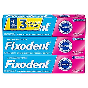 Fixodent Complete Original Denture Adhesive Cream, 2.4 Ounce (Pack of 3)