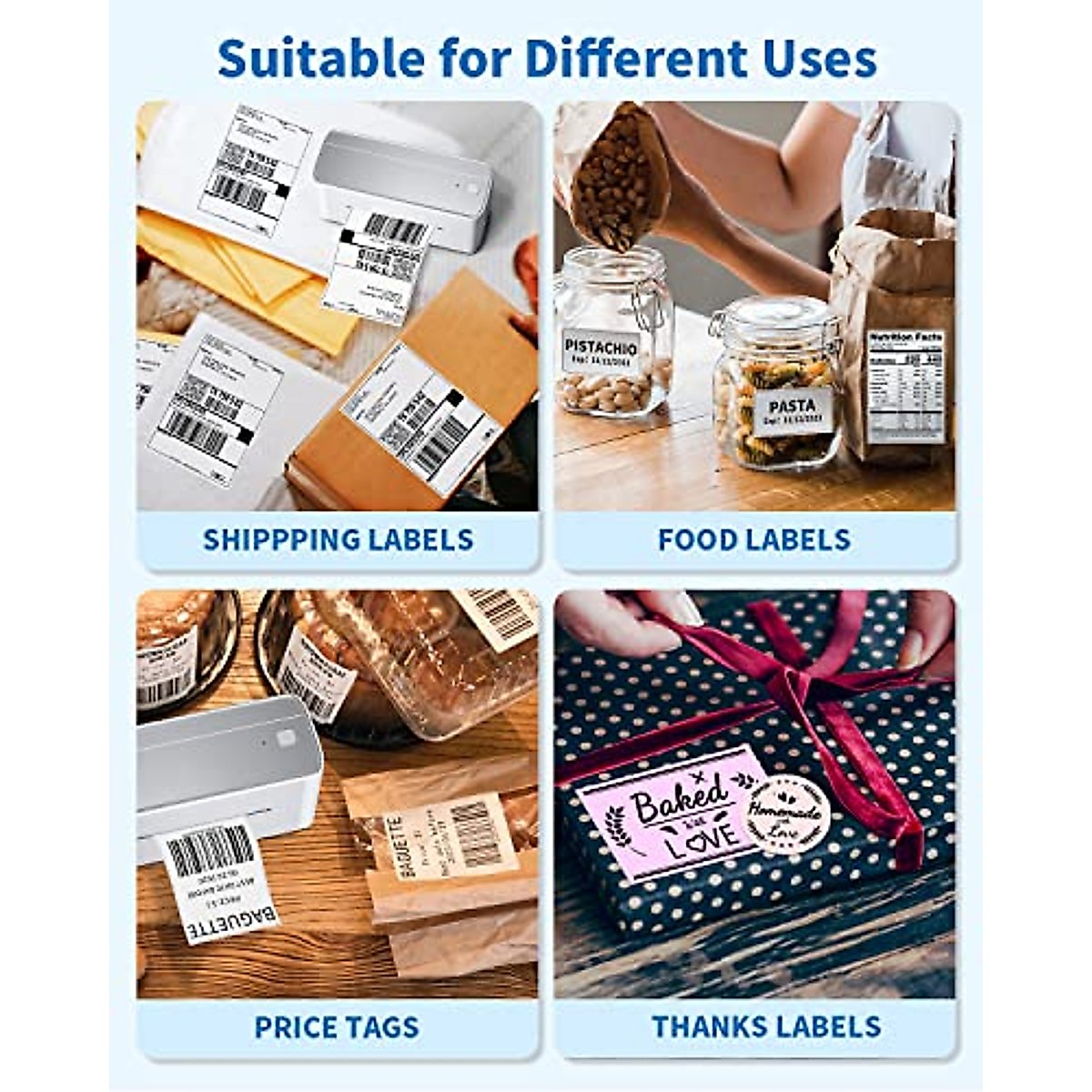 Bluetooth Shipping Label Printer - Wireless Thermal Label Printer, 4x6 Label Printer for Shipping Packages Support iPhone, Android, PC, ChromeOS, Compatible with USPS, Shopify, Amazon, Etsy, Ebay