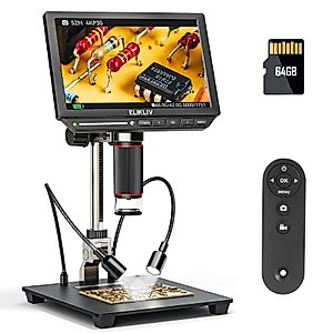 4K Digital Microscope, Elikliv EM4K 8" Coin Microscopes 2000x, 52MP HDMI Microscopes, Soldering Microscope for Adults, Micro scopes for Electronics Repair, 3840P UHD Video Micro socpe, 10" Stand, 64G