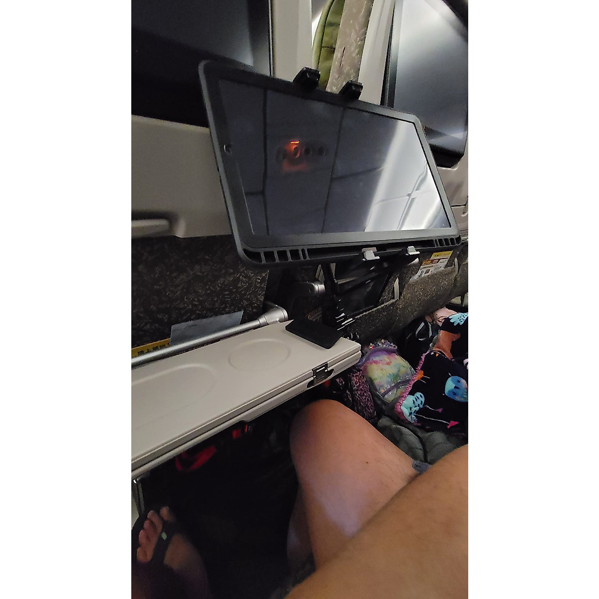 Obliter8 "Blue Steel" Multi-Attachment Smartphone/Tablet/Pad/Switch gaming system Travel Mount for In-Flight Airplane, Car Visor/Vent, Desktop, Traveling 360 degree rotation Ultra Durable and Secure