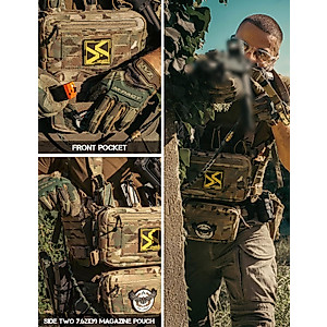 BOMTURN Chest Rig Tactical Airsoft Chest Rig 1000D Molle Micro Chest Rigs Adjustable Detachable Modular Vest with Mag Pouch