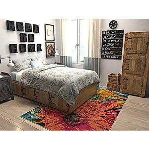 Unique Loom Estrella Collection Distressed, Floral, Abstract, Modern, Bright Colors Area Rug, 5' 0" x 8' 0", Multi/Blue