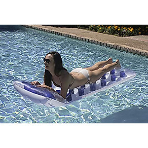 Poolmaster 83356 French Pocket Swimming Pool Mattress, Pink, Blue or Yellow