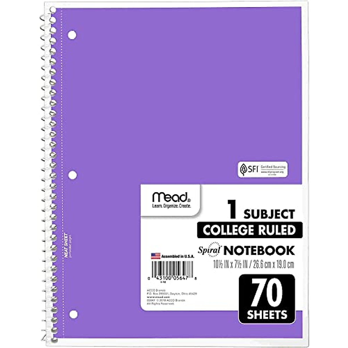 Mead Spiral Notebook, 12 Pack of 1-Subject College Ruled Spiral Bound Notebooks, Pastel Color Cute School Notebooks, 70 Pages