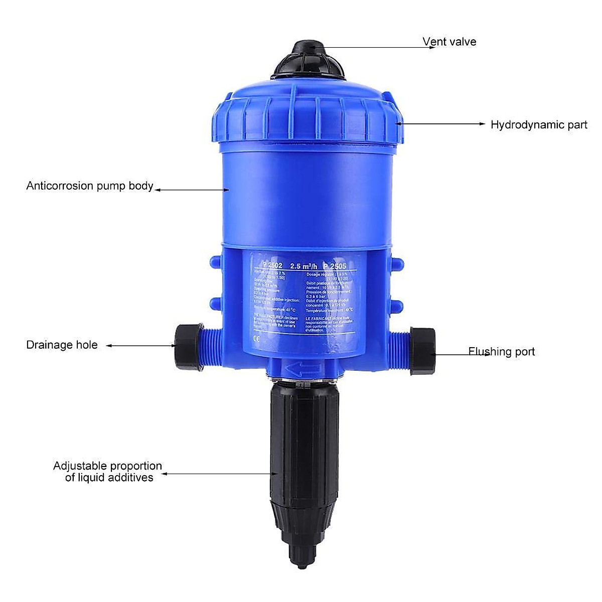 0.2%-2% Adjustable Fertilizer Injector, Automatic Dosing Device Irrigation Injector Chemical Liquid Doser Dispenser Dosatron Injector Powered by Water Dosing Pump for Garden