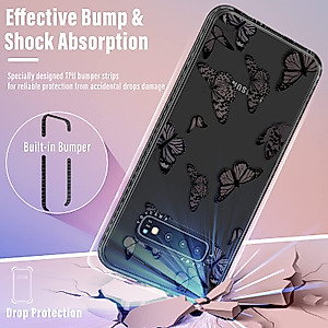Toycamp for Samsung Galaxy S10 Plus Case, Cute Funny Butterflies Design for Women Girls Boys Teens for Galaxy S10 Plus Cases, Cute Cartoon Black Butterflies Print Cover for S10+ Case, 6.4''