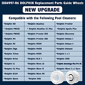 LittleNest Upgrade 4 Pack Guide Wheels with 2 Pully Gears Replace 3884997-R6 Fit for Dolphin Nautilus M400 M500 Premier Edge Apollo Apollo Plus DLX 4/ DLX 5 Triton Wave Quest Heavy Duty