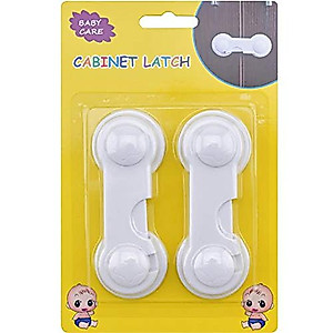 (2-Pack) Cabinet Locks, Adhesive Babyproof Multi-Purpose Latches/Tough Plastic Locks for Refrigerators, Cabinets, Drawers, Dishwasher, Keeps Cabinets Closed, Child Safety by KinderGard