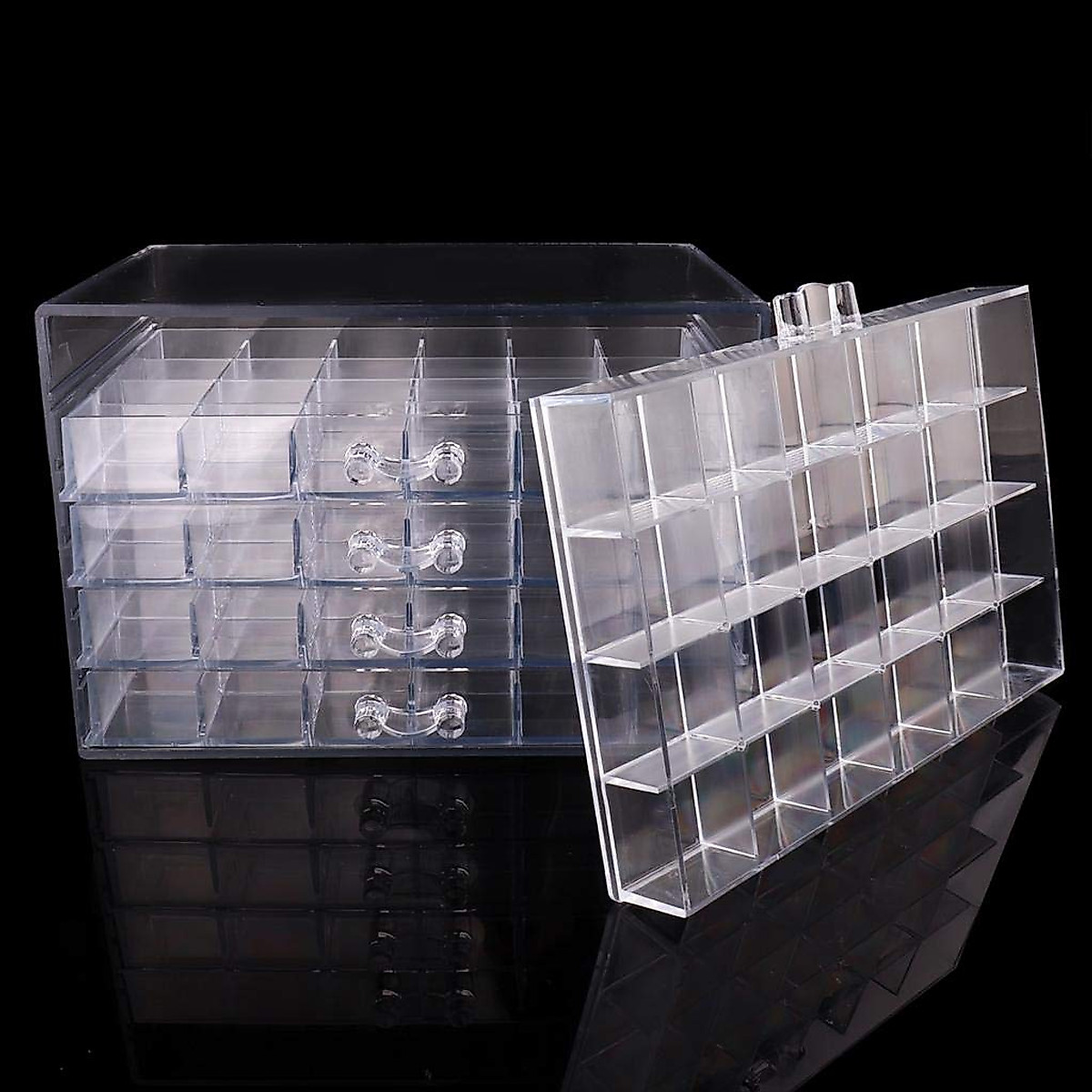 CUTICATE Transparent Plastic Storage Organizer for Beads, Rings, Jewelry Accessories, Art, and Small DIY Crafts - 120 Slots