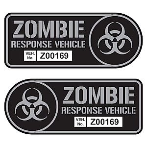 Zombie Response Vehicle Sticker Set Vinyl Decal Gun Metal Car Truck SUV Decal Badge Halloween