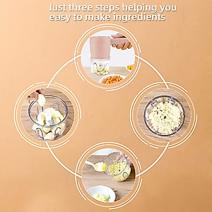 New 2 in 1 Mini Electric Whisk,with Garlic Chopper,USB Rechargeable Detachable Handheld Egg Beater, Good Helper in the Kitchen Making Cakes (Pink)