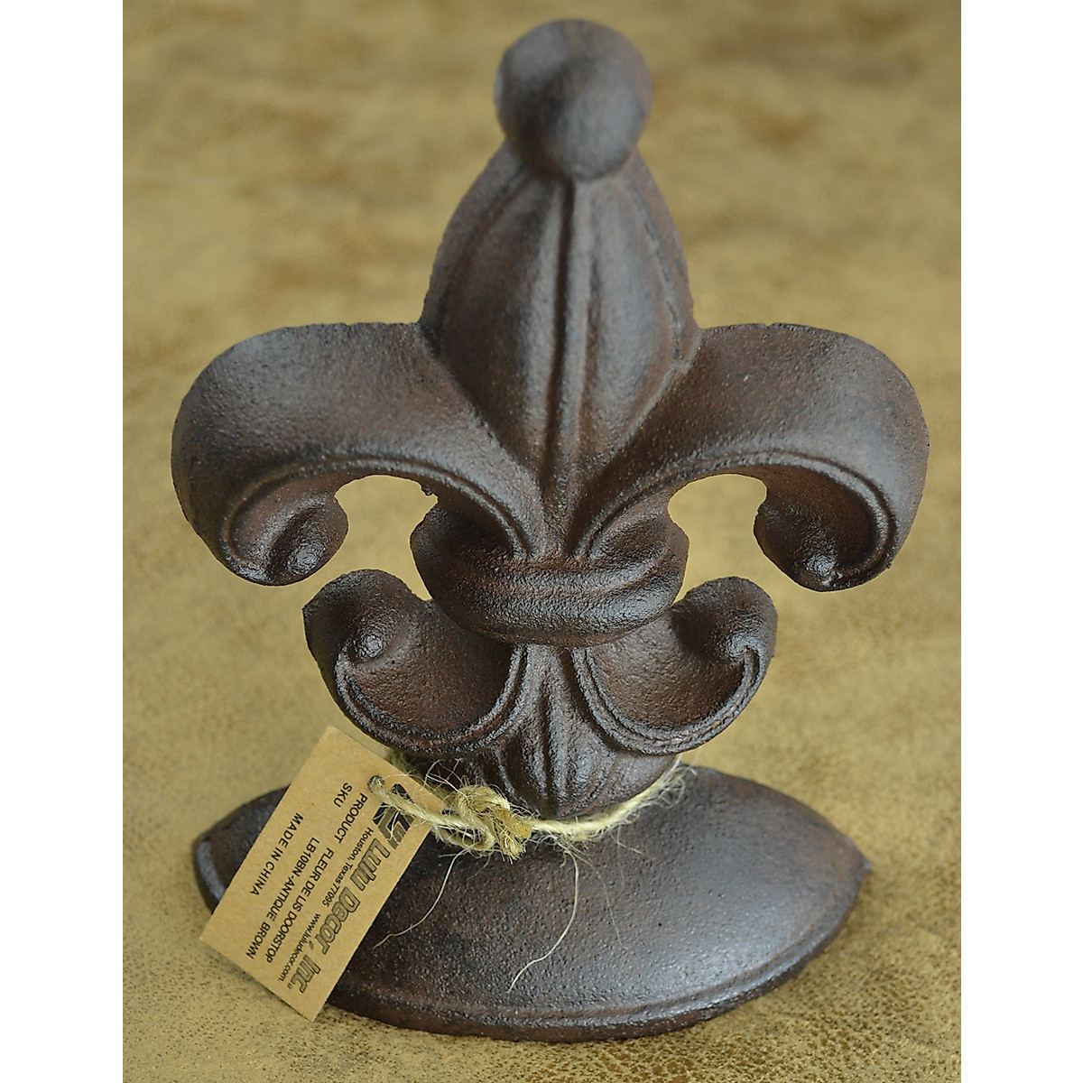 Lulu Decor, Cast Iron Fleur De Lis Door Stop, 2 Lbs, Door Stopper (Antique Brown)