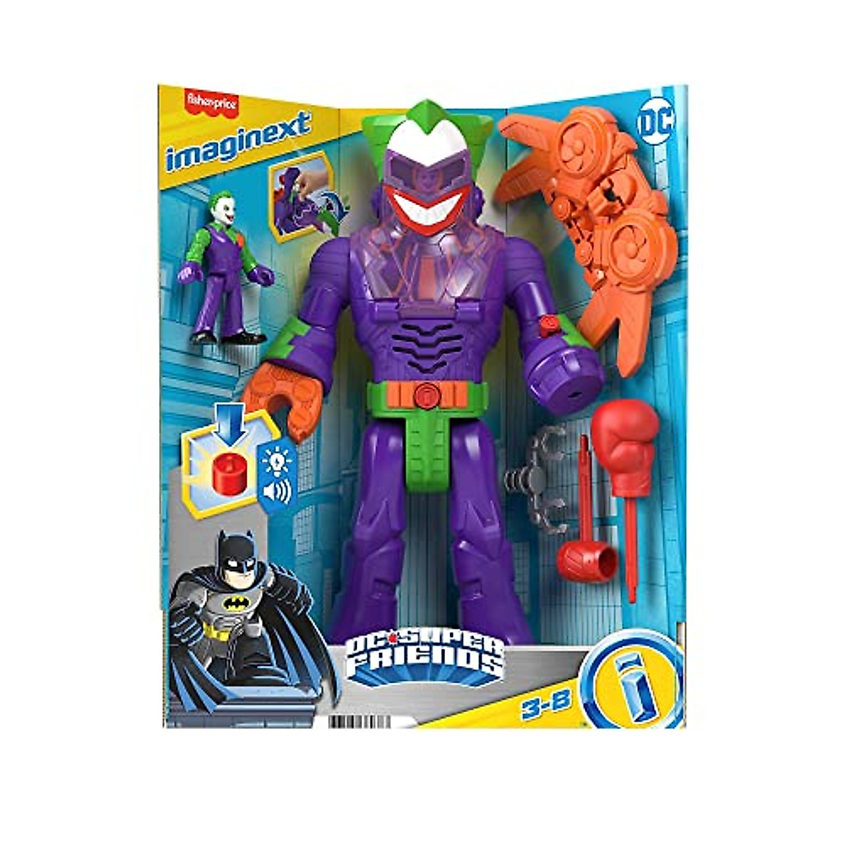 Imaginext DC Super Friends The Joker Insider & Laffbot 12-Inch Robot with Lights & Sounds Plus Figure for Ages 3+ Years