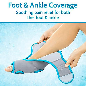 Vive Ankle Ice Pack Wrap - Foot Cold/Hot Compression Brace - Adjustable Freeze Support For Cooling/Heating Achilles Injuries, Tendonitis, Plantar Fasciitis, Sore Feet, Inflammation, Muscle Sprain