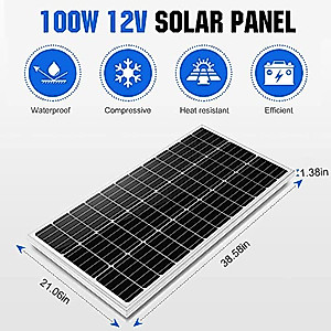 ECO-WORTHY 100 Watt 12 Volt Solar Panel Kit for RV Battery Boat Trailer Cabin Garden Shed Home: 100W Solar Panel+30A PWM Charge Controller+ Tray Cable + Z Mounting Brackets