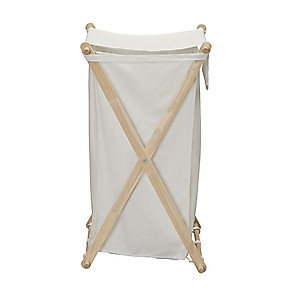 Household Essentials White Househod Essentials Laundry Hamper with Wood X Frame Large