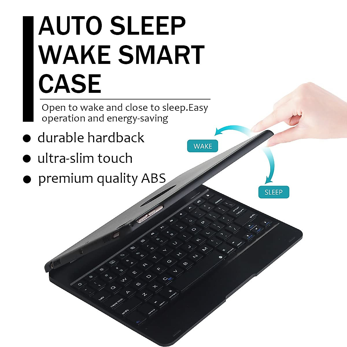 NOKBABO Keyboard Compatible with ipad 6th Generation, Compatible for ipad pro 9.7 inch,for ipad 5th Gen, for ipad Air 2 & 1 Keyboard, 130° Folio Hard Back Cover, Ultra Slim, Auto Wake/Sleep - Black