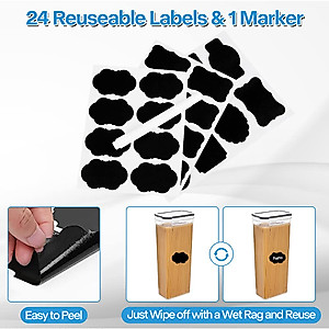 Airtight Food Storage Container Set 14 Pack, Kitchen and Pantry Organization Containers, BPA Free Plastic Cereal Containers with Easy Lock Lids, Kitchen Decor with 24 Labels & Marker