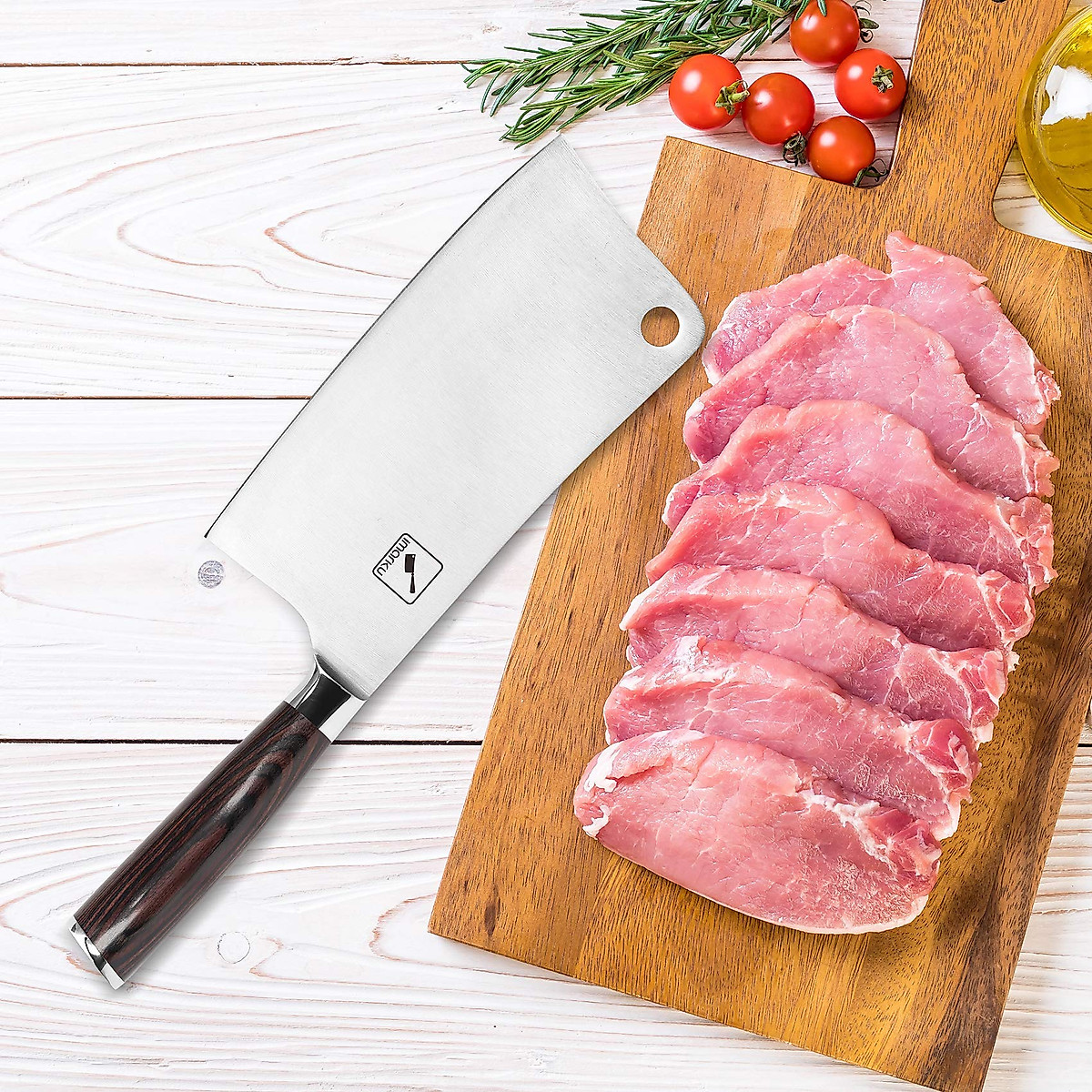imarku 6 Inch Boning Knife and 7 Inch Meat Cleaver German High Carbon Stainless Steel Knife with Ergonomic Handle for Home Kitchen