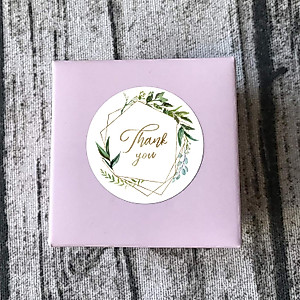 Greenery Frames Thank You Stickers, 2 Inch Thank You Stickers, 50 Thank You Labels Perfect for Small Business Owners, Wedding, Birthday Party Favors, Thanks Envelope, Gift Box.