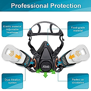 Reusable Half Face Cover, 6200 Half Face Respirаtor, with reusable filters, Paint Face Cover for Painting, Decorating Carpentry, Welding, Metal Cutting,dusting and Other Work Protection