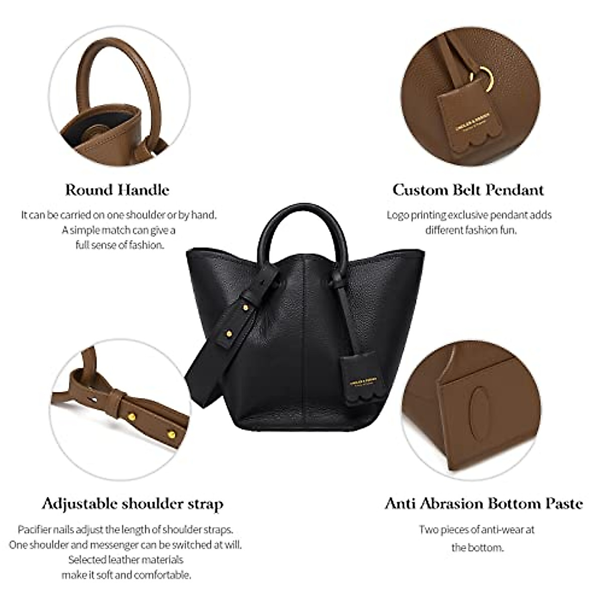 Cnoles Tote Bag For Women Leather Purses And Handbags Ladies Top Handle Large Soft Shoulder Satchel Hobo Crossbody Bucket Bags Black