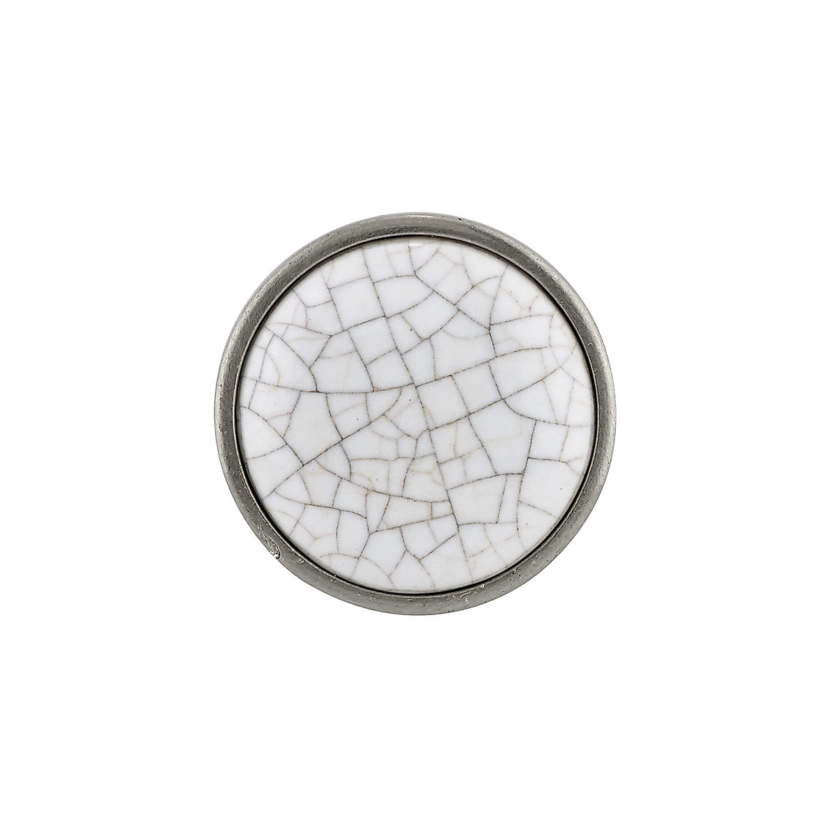 Richelieu Hardware BP4418195304 Cherbourg Collection 1 1/8 in (28.6 mm) Crackle White and Brushed Nickel Eclectic Cabinet Knob Crackle White, Brushed Nickel Finish