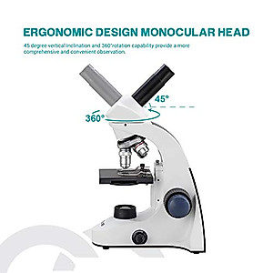 ESSLNB 1000X Microscope for Kids Students 40X-1000X Biological Compound Microscopes with Cell Phone Adapter Double Layer Stage Abbe Condenser and Slides