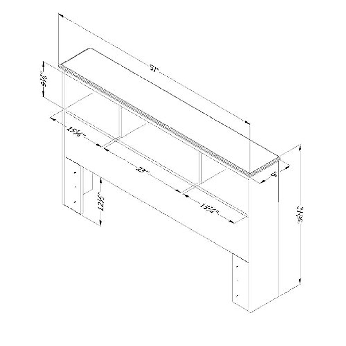 South Shore Little Treasures Bookcase Headboard with Storage, Full 54-inch, Country Pine