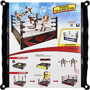 WWE Superstar Ring (14 in) with Spring-Loaded Mat & Real Flex Ropes for Action Figures; Gift for Ages 6 Years Old & Up