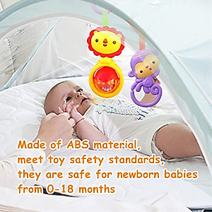 YUNLOVXEE Baby Toys, Cartoon Animal Hanging Rattle Toys, Handbells Baby Rattles, Baby Bed Crib Car Seat Travel Stroller Toys for Infant, Best Birthday Gift for Newborn, 4 Pack