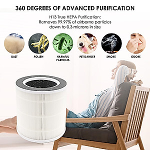 Flintar VK-6067B H13 True HEPA Replacement Filters, Compatible with Vremi and HOKEKI VK-6067B Air Purifier, 3-in-1 H13 Grade True HEPA and Activated Carbon Filter Set (2 - Set)