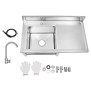 1 Compartment Stainless Steel Kitchen Sink，Free Standing Single Bowl Commercial Sink，for Outdoor Indoor, Kitchen,Garage, Restaurant,Laundry/Utility Room(35.4" W x 21.2" D x 39.3" H)