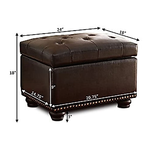 Convenience Concepts 163010E Ottoman, 24"L x 18"W x 18"H, Dark Espresso