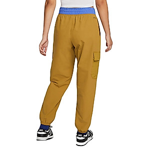 Nike Sportswear NSW Women's Woven Sports Utility Mid-Rise Cargo Pants, Golden Moss/Medium Blue, S Regular US