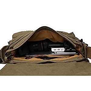 Sechunk Canvas Leather Messenger Bag Shoulder Cross Body Men Military Travel Laptop Camera Purse small-13‘’