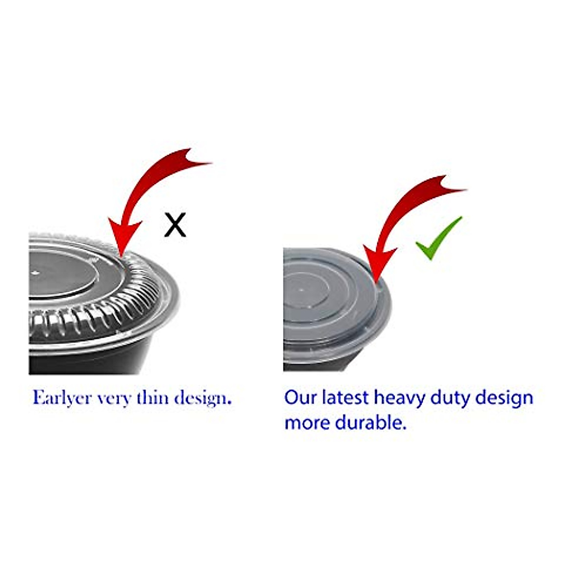 Elam Meal Prep Plastic Container Noodle Bowl 25-pack 42oz To-Go Containers Take -Out Round Bowls with Lids Food Storage Salad Bowl Bento Box Microwavable(BPA Free) Freezer/Dishwasher Safe Disposable