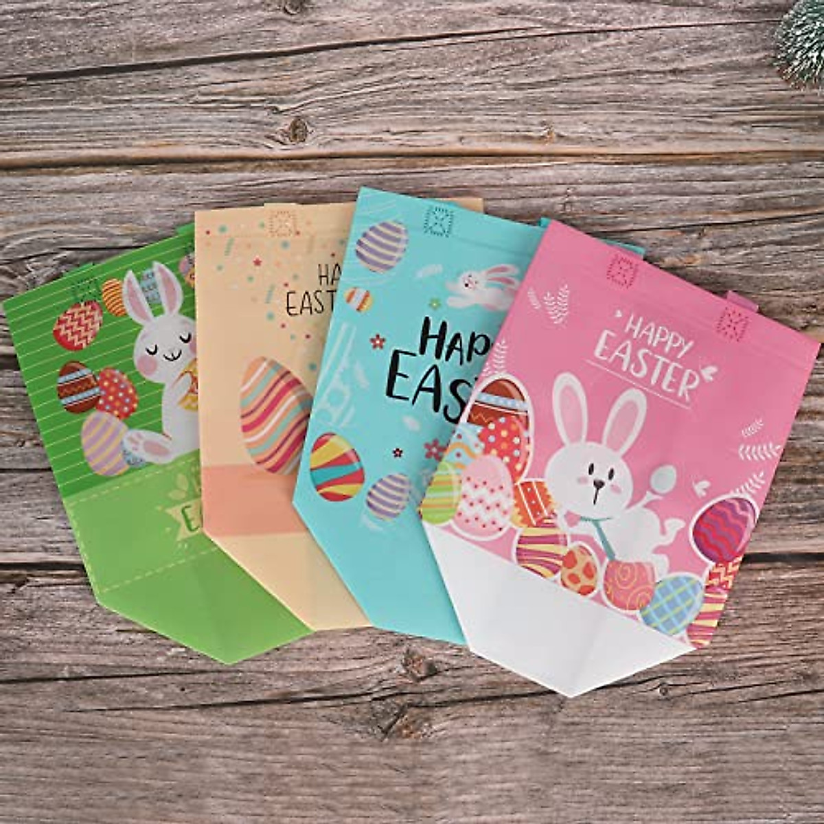 16 Pack Easter Gift Bags Reusable Tote Bag With Handle, Bunny Easter Egg Non-Woven Bag Foldable Water Resistant Treat Bag for Holiday Party Favors …